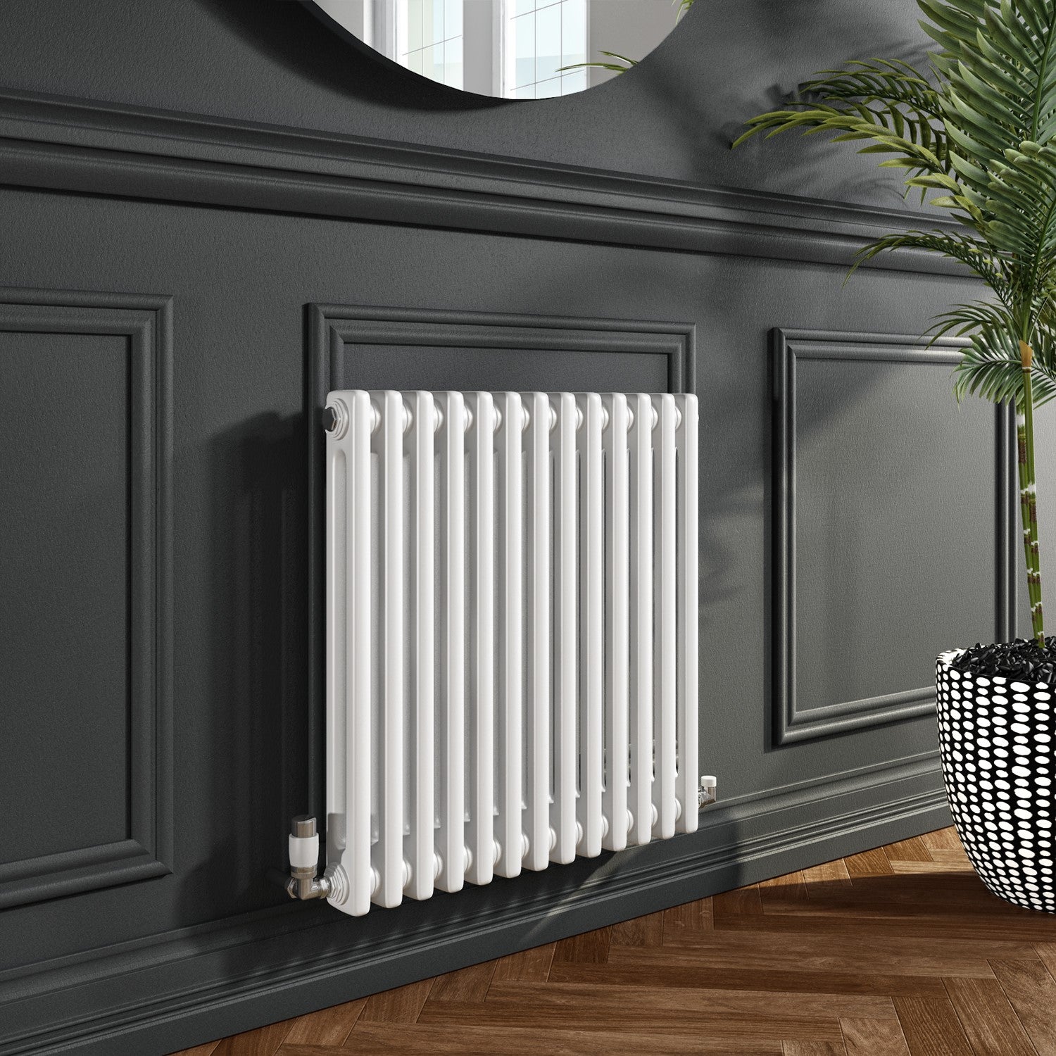 White Horizontal 2 Column Traditional Radiator 600 x 605mm - Nambi ...